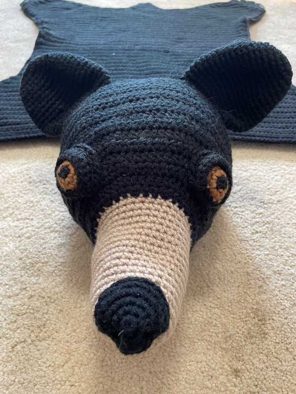 かぎ針編み動物クロクマラグマット(両面)【インテリア】デコレーション【座布団】【敷物】 カーペット・絨毯・ラグ・マット Maggie Cat ...