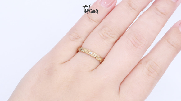 ぷっくりキルティング リング プラチナK10K18ゴールド 誕生日・記念日のプレゼントにも！ 指輪・リング Toshima 通販 15305310｜Creema(クリーマ)