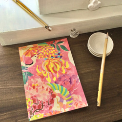 型染 A5和綴じノート 鶴に花PK ノート 型華 通販 15306348｜Creema(クリーマ)