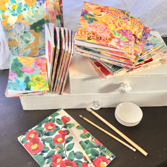 型染 A5和綴じノート 鶴に花PK ノート 型華 通販 15306348｜Creema(クリーマ)