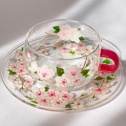 美しき桜満開の3点ティーセット 耐熱/手描き/記念日/お祝い/名入れ（有料） ティーカップ RYUEN 通販 15310627｜Creema ...