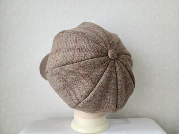 魅せる帽子☆大きいサイズ♪春を先取り！ブリティッシュ風キャスケット～ライトブラウン:ウィンドウペーン柄 キャスケット クチュリエ夢輪 通販 ...