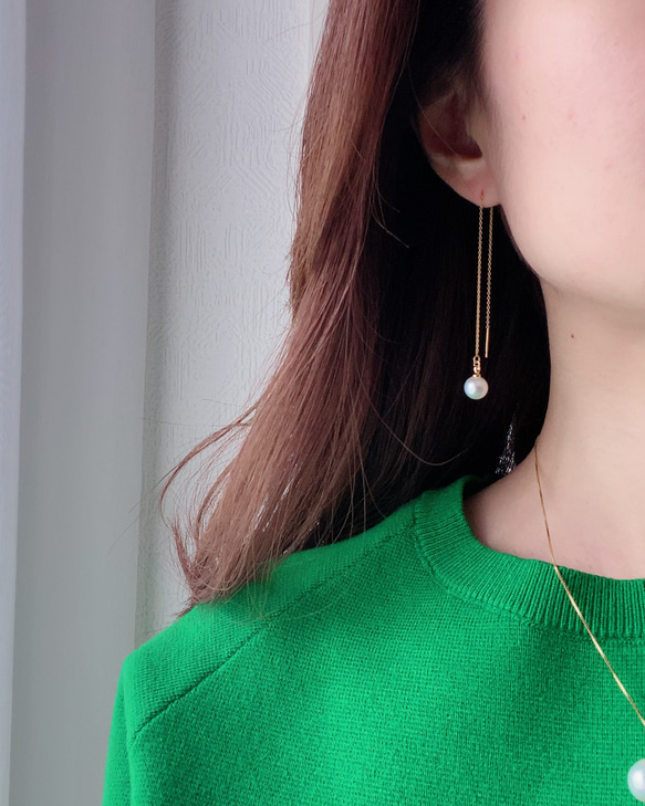 優しく揺れる ツヤ淡水パールピアス ピアス（フック・チェーン） emimy 通販 15314260｜Creema(クリーマ) ハンドメイド ...