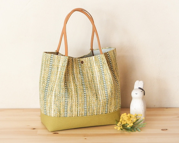 春色ミックスツイード調手織り布のふんわりトート（ミモザ） トートバッグ Atelier LOP 通販 15317426｜Creema(クリーマ)