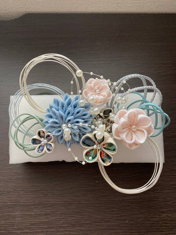 つまみ細工髪飾り 成人式 卒業式 七五三 着物 くすみカラー 流行 水引 パール ヘッドドレス（アクセサリー） 茶楽東京 通販 ...