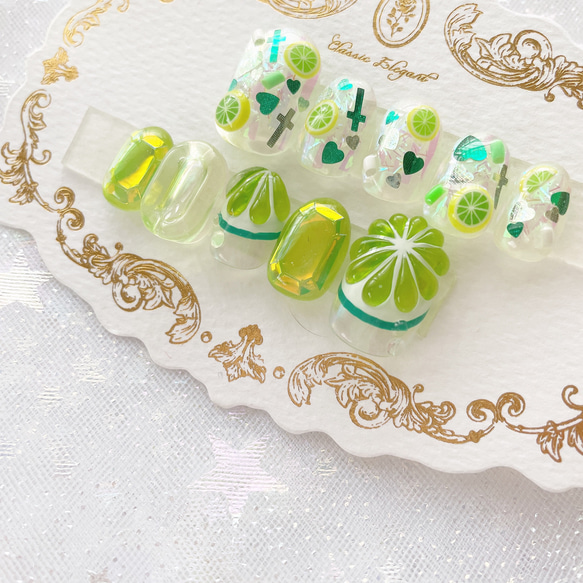 ライムネイル フルーツネイル 宝石ネイル 氷ネイル オーロラネイル ユニコーンマグネット ネイルチップ（つけ爪） Anhelo 通販 ...