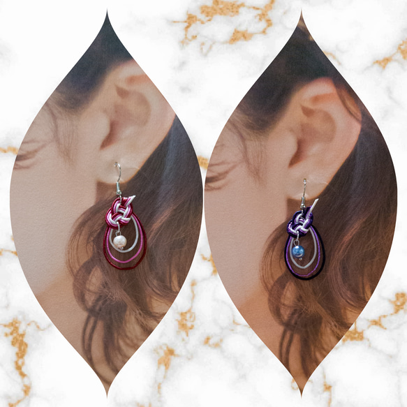 ガラスパール水引ピアス★フック変更可能 ピアス（フック・チェーン） ★ Brise K ★ 通販｜Creema(クリーマ) 15324787