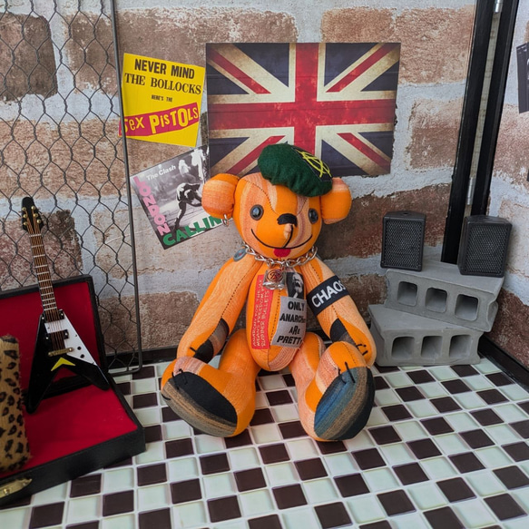ANARCHY BEAR オレンジ（25cm）【moko* hand made bear】 ぬいぐるみ mokobear 通販 ...