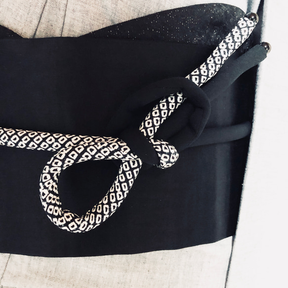 【再販】帯締め 丸ぐけ 黒無地と鹿の子絞り 帯留め パールと黒ビーズ編み 帯留め まいきちきもの 通販 15325894｜Creema(クリーマ)