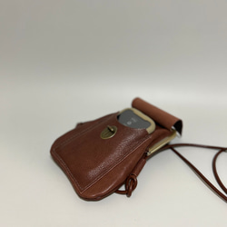 姫路レザーがま口スマホポシェット 外ポッケ付き 焦げ茶 サコッシュ ショルダーバック スマホショルダー 再販 ポシェット 34 通販 ...