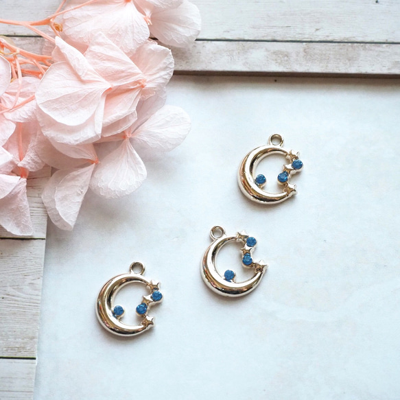 5個 惑星チャーム 17×14mm ゴールド/ブルー 月 星 ストーン付き チャーム メタルチャーム 【T246】 チャーム ましろ工房 通販 ...