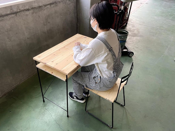 【PT-D01】アイアンと木のシンプルなデスク ワークデスク 鉄脚 無垢材 机・デスク pic TAKE 通販 15326606｜Creema(クリーマ)