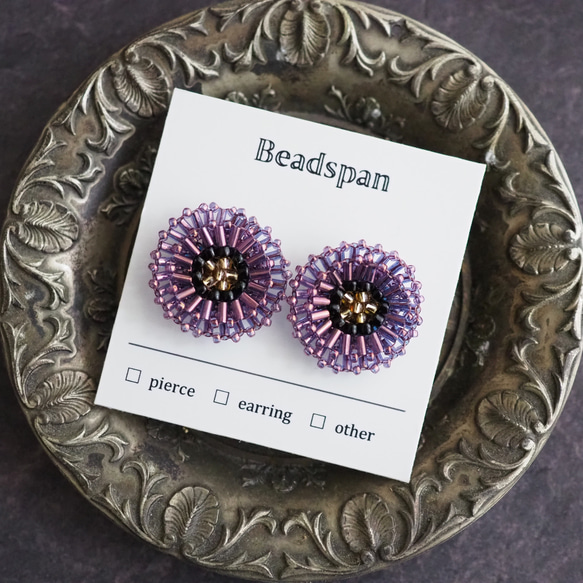 『mum』（パープル）ピアス イヤリング ノンホールピアス ピアス（スタッド・一粒） Beadspan 通販 15328996｜Creema(クリーマ)