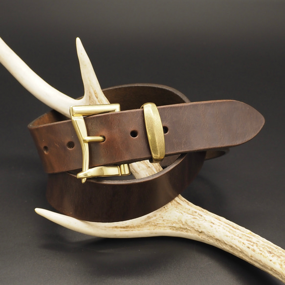 Belt-22 Fireman Buckle クロムエクセルレザー ベルト巾40mm 真鍮製ファイヤーマンバックル 小物・ファッション雑貨 ...