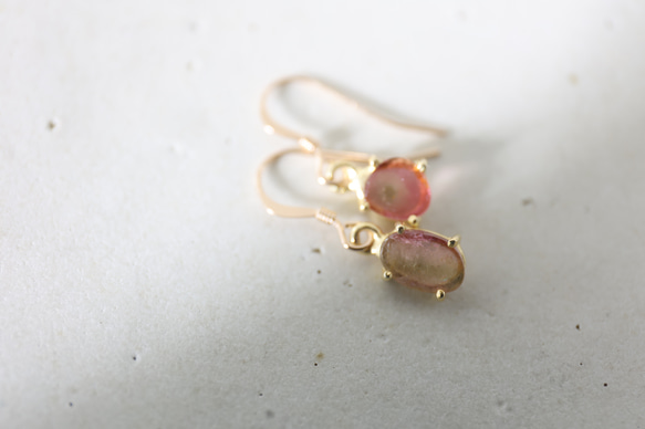 14KGF watermelontourmalin pierce[kgf5102] ピアス（フック・チェーン） Shaina 通販 15337699｜Creema(クリーマ)