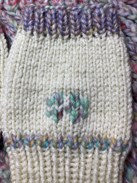 ななめ模様のネックウォーマー & メリヤス刺繍のハンドウォーマーのクリームキャンディセット＊* ネックウォーマー はなりんご 通販 ...