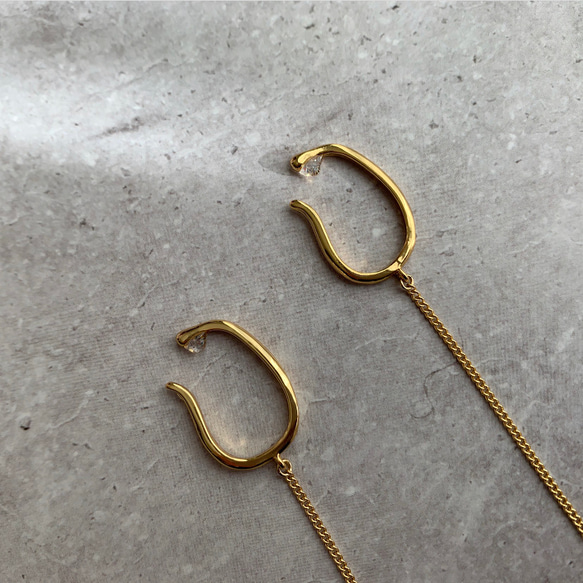 243. gold揺れるコットンパールのイヤーカフ semi order /両耳 イヤーカフ お急ぎの場合はご購入前にご相談ください☺ 通販 ...