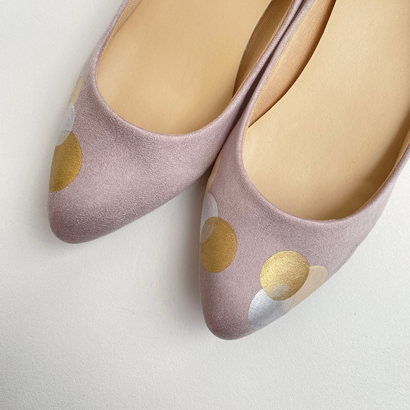 パンプス「puddle ピンク」ドット&桜カラー！シルエットの美しさを残しつつ、安定感のある3cmヒール！ パンプス One Face ...