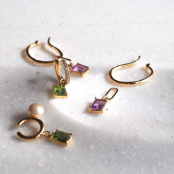 春色)長さが選べるチャーム ペリドット アメジスト ピアス（フック・チェーン） MELEE 通販 15346961｜Creema(クリーマ)