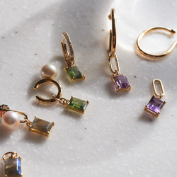 春色)長さが選べるチャーム ペリドット アメジスト ピアス（フック・チェーン） MELEE 通販 15346961｜Creema(クリーマ)