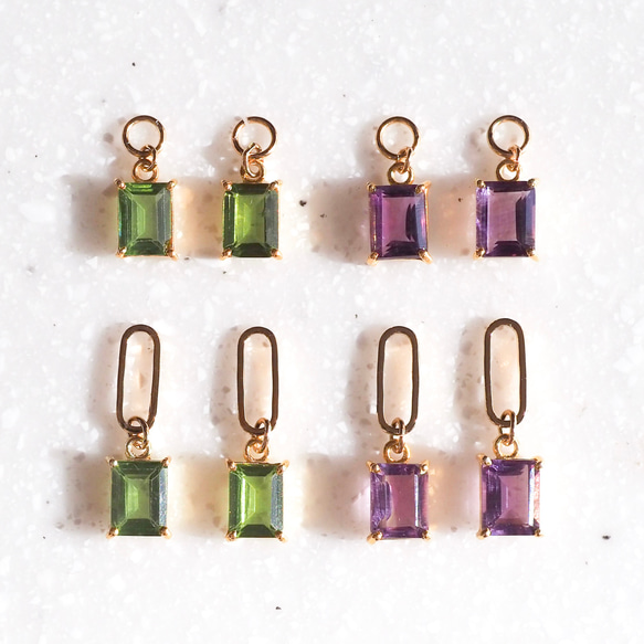 春色)長さが選べるチャーム ペリドット アメジスト ピアス（フック・チェーン） MELEE 通販 15346961｜Creema(クリーマ)