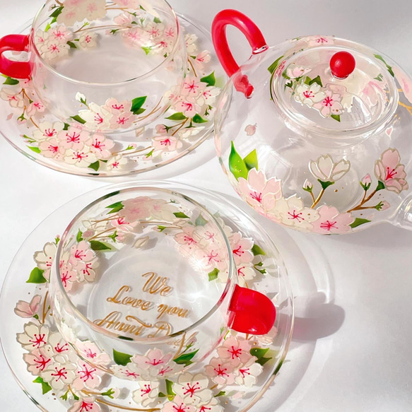 美しき桜満開のティーポット 耐熱/手描き/記念日/お祝い/名入れ（有料） ポット・急須 RYUEN 通販 15348514｜Creema(クリーマ)