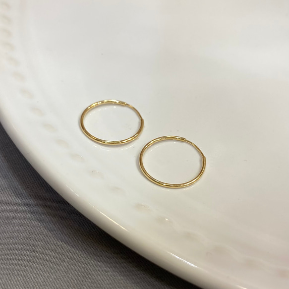 【K18 GOLD】18金 15mm フープ ピアス 18KP8 MADE IN JAPAN ピアス（フープ） Zoé+ Jewelry 通販 15351151｜Creema(クリーマ)