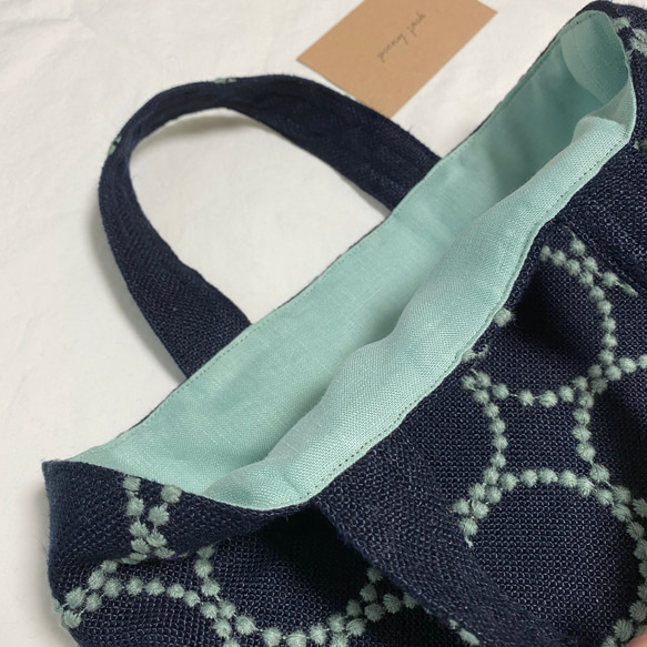 ラスト1点 ️【定番ハンドバッグ】タンバリン ネイビーにライトグリーンでハンドバッグ ミナペルホネン ハンドバッグ peony jack 通販 ...