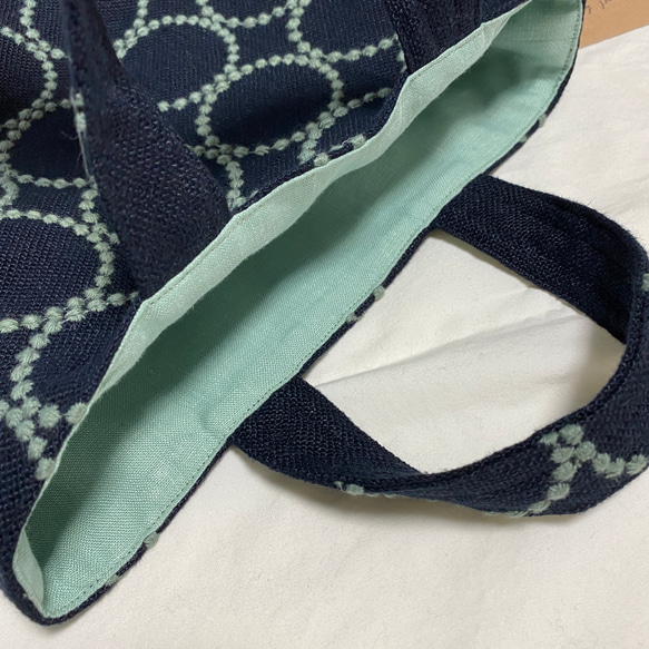 ラスト1点 ️【定番ハンドバッグ】タンバリン ネイビーにライトグリーンでハンドバッグ ミナペルホネン ハンドバッグ peony jack 通販 ...