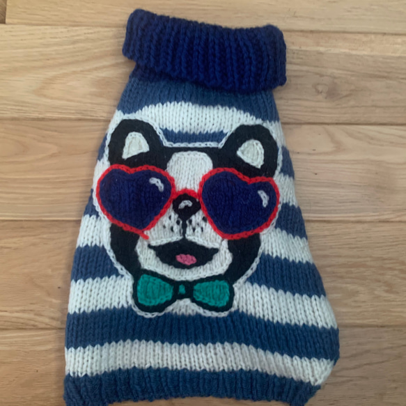 サングラスわんこセーター（ストライプ） ペット服・アクセサリー knit-kako 通販 15358681｜Creema(クリーマ)