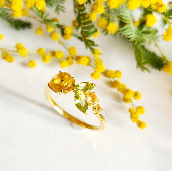 天然石*ミモザ*リング