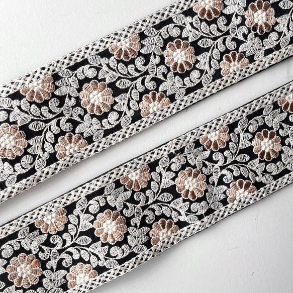 【50cm】インド刺繍リボン ブラック シルク GS526 リボン・テープ CRAFT D’AVION 通販 15373402｜Creema ...