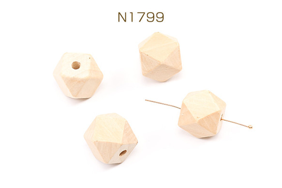 N1799 30個 ウッドビーズ 縦穴あり 多面カット 17.5×23mm 3X（10ヶ） ビーズ beads&parts【プロフ必読】 通販 ...