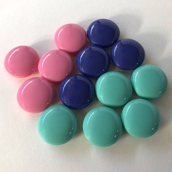 【SALE!】 ボタン レトロ 円形 ピンク グリーン パープル トンネル足 17.5mm 13個セット az-327 ボタン miucha ...