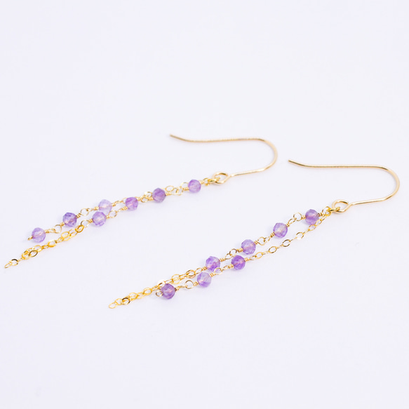 2月の誕生石[14KGF] アメジスト ピアス/イヤリング(MN230002-02) ピアス（フック・チェーン） minou 通販｜Creema(クリーマ)