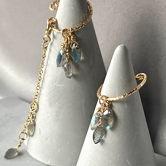 14kgf 宝石質ラブラドライトの雫イヤーカフ（バックチェーン付き） イヤーカフ milimili901 通販 15385980｜Creema(クリーマ)