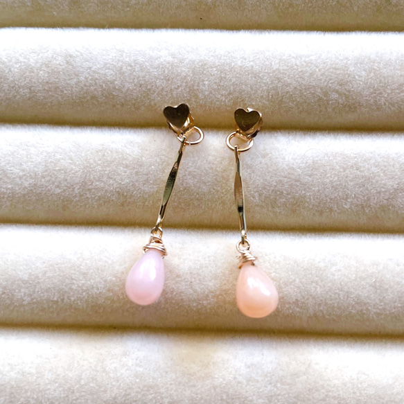 14kgfゴールド 2wayハートとオパールのスタッドピアス ピアス（スタッド・一粒） hoaka 通販 15386905｜Creema(クリーマ)