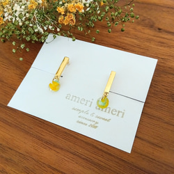 送料無料☆ミモザカラーのティアドロップとゴールドスティックイヤリング イヤリング・ノンホールピアス ameri ameri 通販 15394200｜Creema(クリーマ)