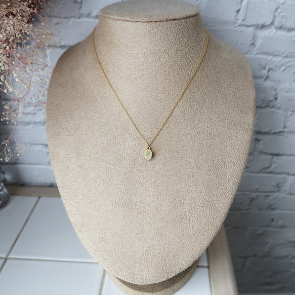 【14kgf】エチオピア産プレシャスオパールの一粒ネックレス(オーバルファセットカット)＊10月誕生石 ネックレス・ペンダント mignons 通販 15400516｜Creema(クリーマ)