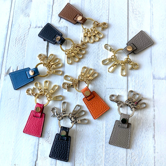 【本革】キーリング（A815）／ギフト プレゼント お揃いアイテム 整理整頓アイテム コンパクト キーリング BISOU（ビズ） 通販 15406441｜Creema(クリーマ)