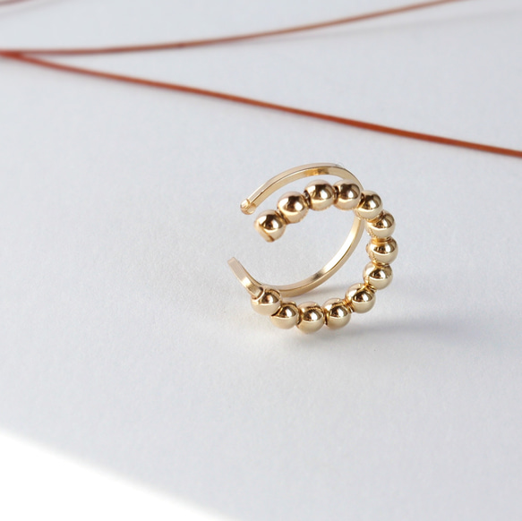 【14kgf】*Simple! stylish! Double ring Earcuff -Gold Beads- イヤーカフ Suco Factory 通販 15411385｜Creema ...