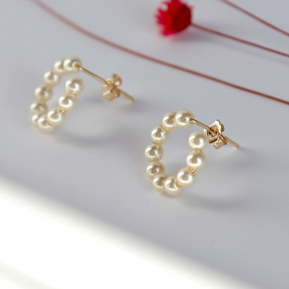 【14kgf】*小振りフープ、パールピアス -minimum- ピアス（スタッド・一粒） Suco Factory 通販 15417715｜Creema(クリーマ)