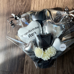 ハートbirthday ブラック＆ホワイト お誕生日 バルーンギフト 立体・オブジェ abuku balloon 通販｜Creema(クリーマ)