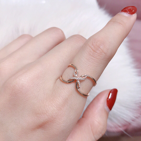 Sv925純銀製 繊細 ピンクゴールド クロス リング 指輪 K18仕上げ 指輪・リング cissylady 通販 15428125｜Creema(クリーマ)