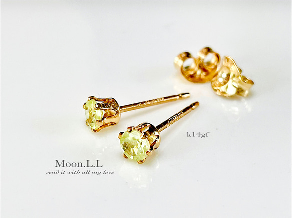 k14gf クリソベリルのプチスタッドピアス ピアス（スタッド・一粒） moon.L.L 通販 15430688｜Creema(クリーマ)