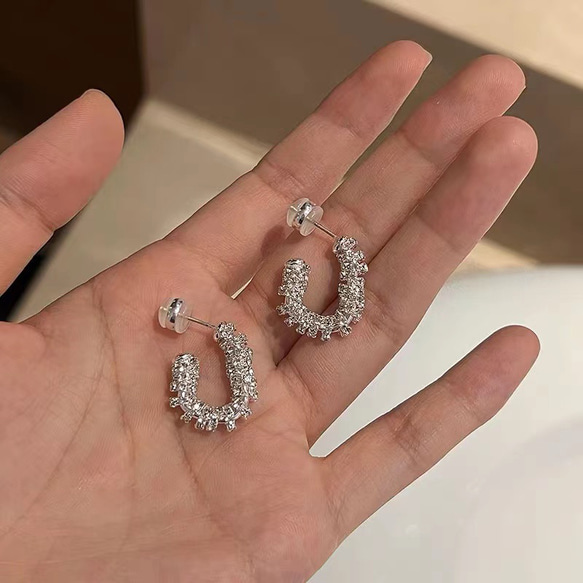 18K SV925 CZダイヤ シルバー 高級 ピアス ピアス（フープ） 2Ming studio 通販 15436684｜Creema(クリーマ)