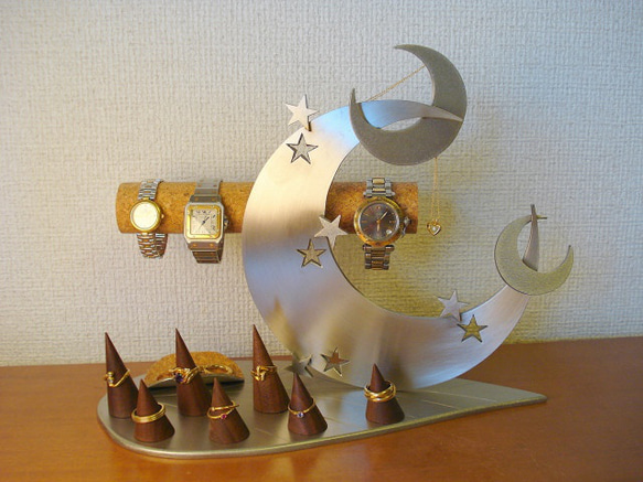 腕時計スタンド 名入れ 刻印 リーフトリプルクロス三日月アクセサリー収納スタンド その他インテリア雑貨 AKデザイン 当店は受注制作です 通販 ...