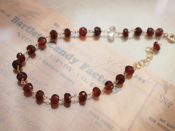 ガーネット×ハーキマーダイヤモンドのブレスレット ブレスレット migratory bird 通販｜Creema(クリーマ) 15439568