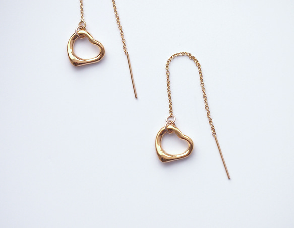 送料無料【24KGP（SV925）/14kgf】愛 オープンハート チェーンピアス ピアス（フック・チェーン） BENIR Accessoires 通販 15453211｜Creema(クリーマ)