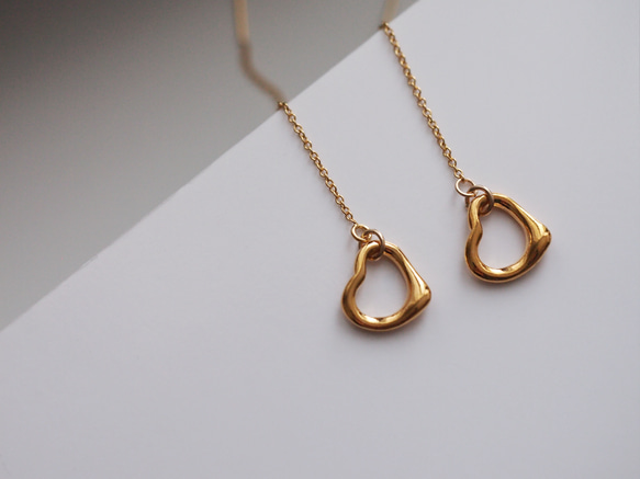 送料無料【24KGP（SV925）/14kgf】愛 オープンハート チェーンピアス ピアス（フック・チェーン） BENIR Accessoires 通販 15453211｜Creema(クリーマ)